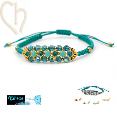 Kit van macramé armbandje met emaille connectors en strass PP24 Turquoise